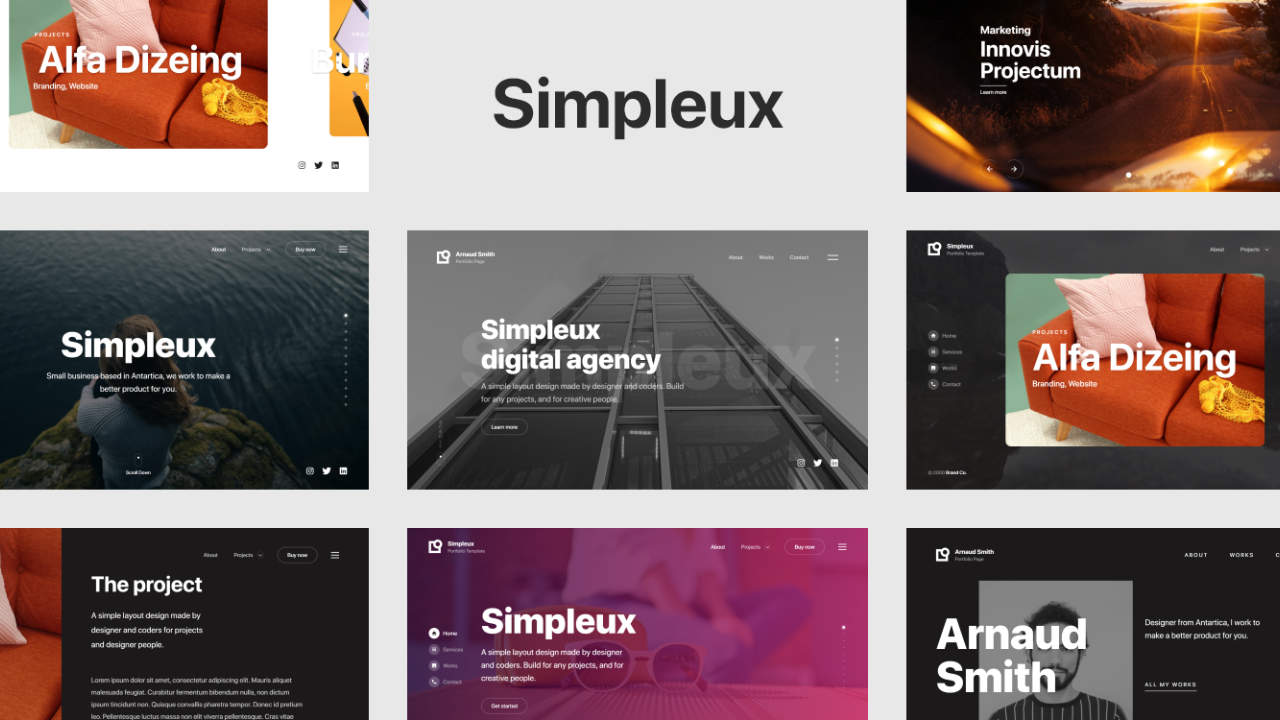 Simpleux - Beautiful portfolio website templates by Highhay