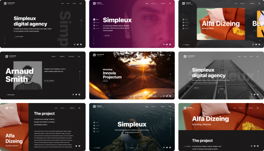 Simpleux - Beautiful portfolio website templates by Highhay
